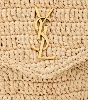 Saint Laurent Cassandre Raffia Envelope Pouch - Brown
