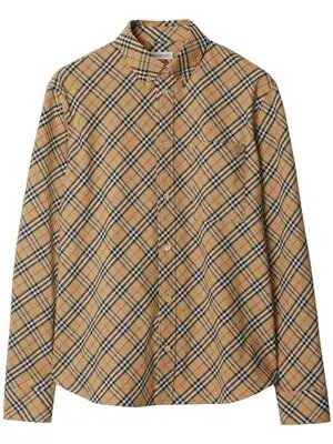 Burberry Checked Cotton Shirt - Brown