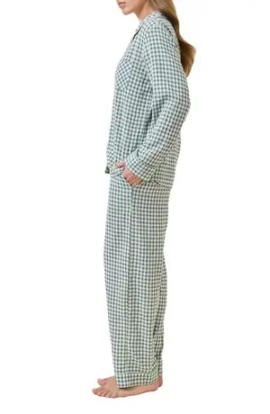 PAPINELLE Seersucker Gingham Cotton Blend Pajamas