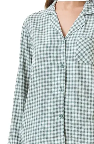 PAPINELLE Seersucker Gingham Cotton Blend Pajamas
