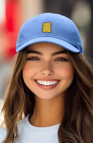 DALIX Gummy Embroidered Baseball Cap - Light Blue