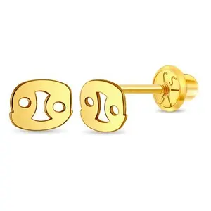 IN SEASON JEWELRY 14k Yellow Gold Zodiac Sign Stud Earrings - Gold Cancer