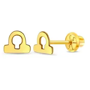 IN SEASON JEWELRY 14k Yellow Gold Zodiac Sign Stud Earrings - Gold Libra