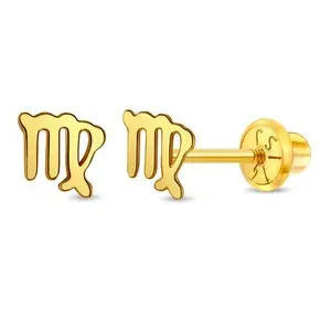 IN SEASON JEWELRY 14k Yellow Gold Zodiac Sign Stud Earrings - Gold Virgo