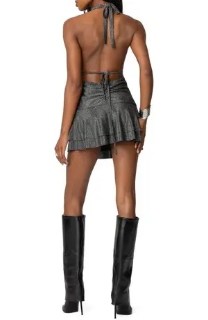 EDIKTED Metallic Sparkle Halter Minidress