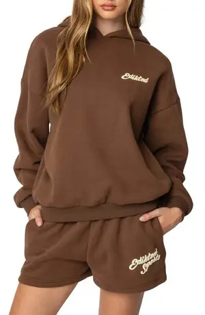 EDIKTED Relaxed Hoodie - Brown