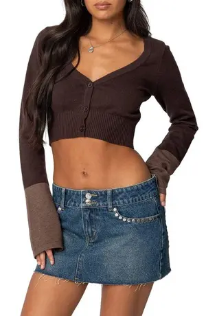 EDIKTED Colorblock Crop Cardigan