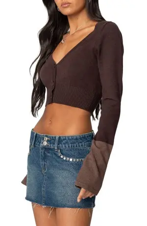 EDIKTED Colorblock Crop Cardigan