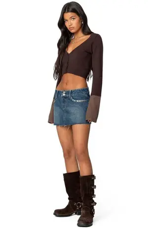 EDIKTED Colorblock Crop Cardigan