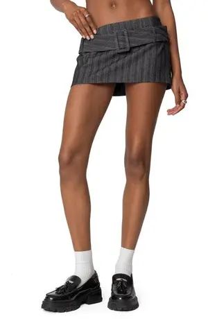 EDIKTED Textured Belted Miniskort - Black
