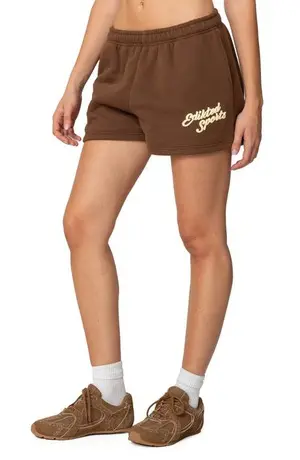 EDIKTED Relaxed-fit Sweat Shorts - Brown