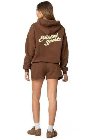 EDIKTED Relaxed-fit Sweat Shorts - Brown