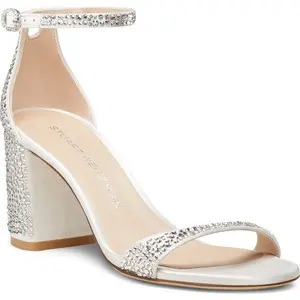 STUART WEITZMAN Stuart Weitzman Nudist Shine Block 75 Sandal Clear/ Cream