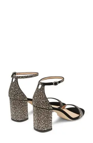STUART WEITZMAN Nudist Shine Block 75 Sandal - Jet Hematite/ Black