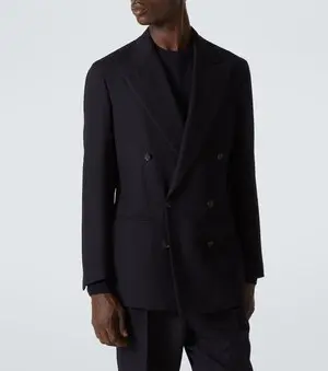 SAMAN AMEL Wool Twill Blazer - Blue