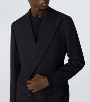SAMAN AMEL Wool Twill Blazer - Blue