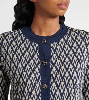 Valentino Garavani Toute La V Virgin Wool Cardigan - Blue