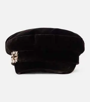 ROGER VIVIER Velvet Newsboy Cap - Brown