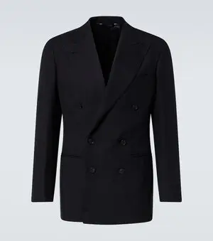 SAMAN AMEL Double-breasted Silk Blazer - Black