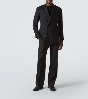 SAMAN AMEL Double-breasted Silk Blazer