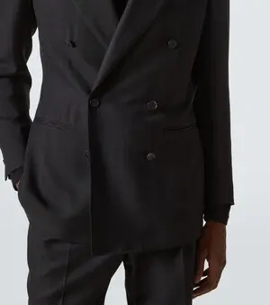 SAMAN AMEL Double-breasted Silk Blazer