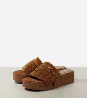 GIANVITO ROSSI Fringed Suede Slides
