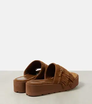 GIANVITO ROSSI Fringed Suede Slides