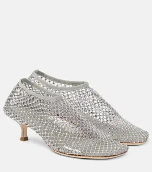 Christopher Esber Minette Crystal-embellished Fishnet Pumps - Silver
