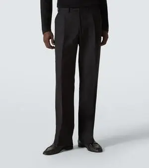 SAMAN AMEL Amo Wool Straight-leg Pants - Black