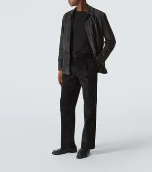 SAMAN AMEL Straight-leg Corduroy Pants - Black