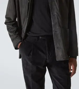 SAMAN AMEL Straight-leg Corduroy Pants - Black