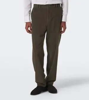Canali Cotton Corduroy Straight Trousers - Green