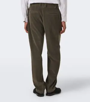 Canali Cotton Corduroy Straight Trousers - Green