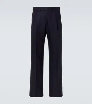 SAMAN AMEL Amo Wool Twill Straight-leg Pants - Blue