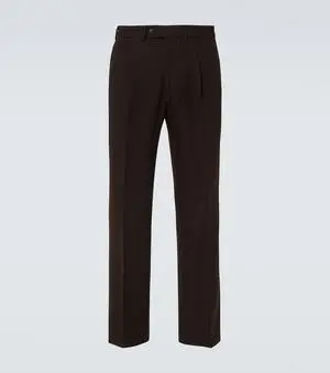SAMAN AMEL Amo Wool Twill Straight-leg Pants - Brown