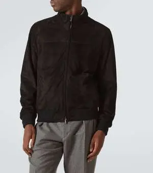 Thom Sweeney Suede Bomber Jacket
