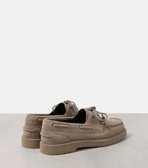 Brunello Cucinelli Monili Suede Boat Shoes