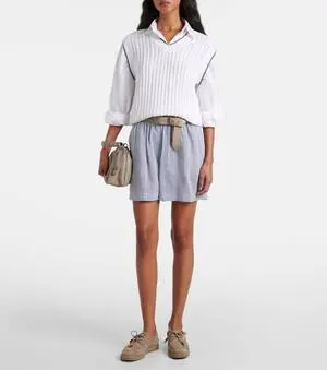 Brunello Cucinelli Monili Suede Boat Shoes - Beige