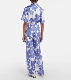 Marni Floral Print Silk Wide-leg Pants