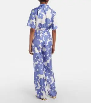 Marni Floral Print Silk Wide-leg Pants