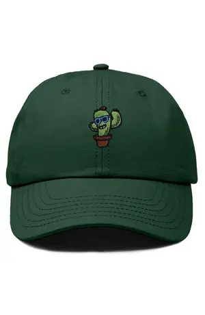 DALIX Cactus Embroidered Cap - Dark Green