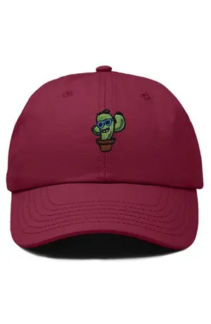 DALIX Dalix Cactus Embroidered Cap Maroon