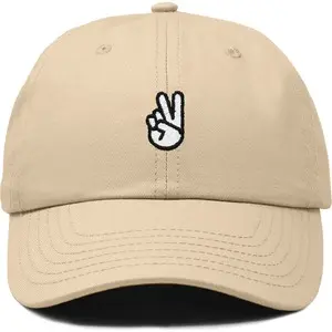 DALIX Dalix Peace Sign Embroidered Cap Khaki