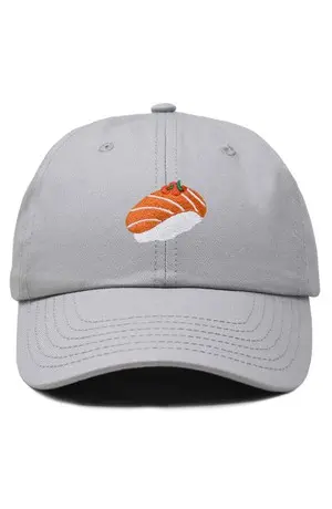 DALIX Dalix Salmon Sushi Embroidered Cap Gray