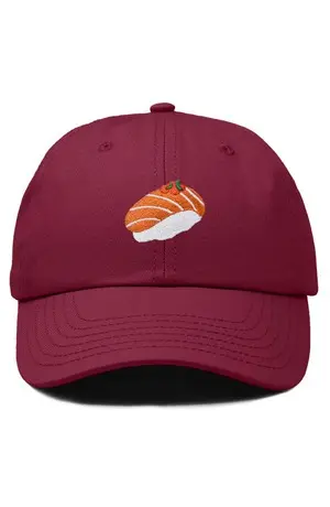 DALIX Dalix Salmon Sushi Embroidered Cap Maroon