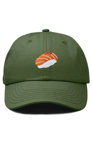 DALIX Dalix Salmon Sushi Embroidered Cap Olive