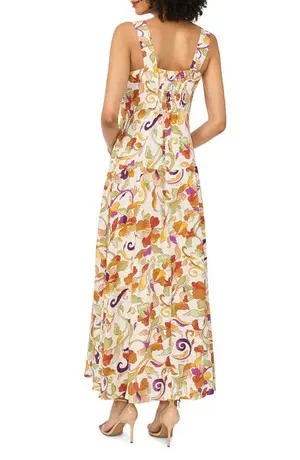 Vince Camuto Print Sleeveless Tiered Maxi Dress - Apple Red