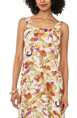 Vince Camuto Print Sleeveless Tiered Maxi Dress - Apple Red