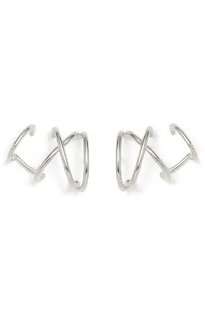 Lady Grey X Ear Cuff Earrings - Silver