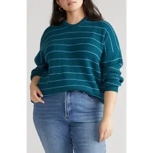 Universal Standard Universal Standard Bruno Stripe Rib Sweater Deep Sea/cerulean Stripe